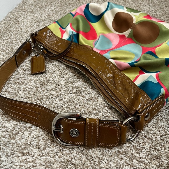 Coach | Bags | Vintage Coach Signature Scarf Print Satin Shoulder Bag ...